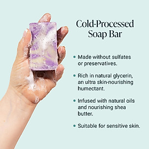 The Bubble Factory Lavender Collection - Handmade in the USA, Palm Oil Free, All Natural Bar Soap, 3 Bar Variety Pack, Lavender Lemongrass, Lavender Oatmeal, Lavender Rosemary