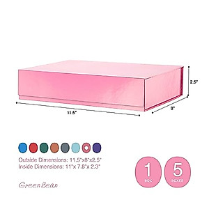 GREEN BEAN Gift Box 11x7.8x2.3 Inches, Pink Gift Box with Lid, Shirt Gift Box, Magnetic Gift Box for Gift Packaging (Glossy Metallic Pink, Polka Dot Design Inside)