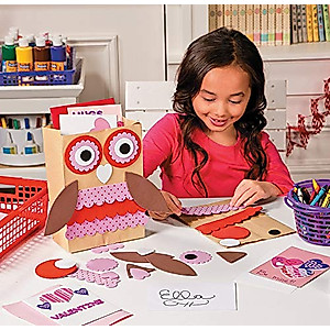 Valentines Craft for Kids (Makes 6) Owl Valentine Card Box Holder, Monster Ornament, Owl Ornament, Heart Magic Scratch - DIY Valentines Day Craft for Kids Mailbox Classroom Exchange by 4E's Novelty