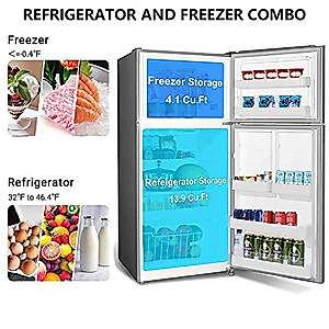 Techomey 30" Freestanding Top Freezer Refrigerator, 18.0 Cu. Ft. Frost Free Refrigerator, Garage Ready, Standard Depth, Stainless Steel