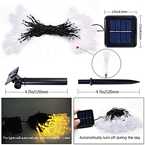 Solar String Lights, 22.9ft 50 Advanced Waterproof Water Drop Mode LED Solar Fairy Lights, Outdoor Saint Valentine's Day Lights for Patio, Lawn, Home, Garden, Wedding, Party Decorations