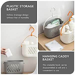 DOITOOL Plastic Hanging Shower Caddy Basket: Connecting Organizers Storage Basket with Hook for Bathroom Kitchen Pantry Bathroom Dorm Room（9.1x5.5x5.1inch）