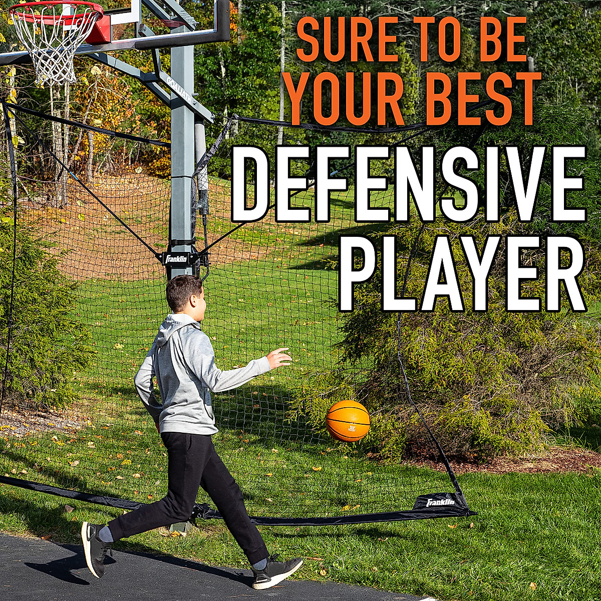 Franklin Sports Defender Net Pro – 10ft. x 8ft. Rebounder – Easily Fold and Quick Install – Defensive Net System, Black
