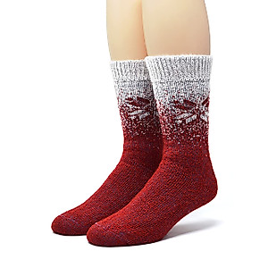 WARRIOR ALPACA SOCKS - Unisex Toasty Toes Ultimate Alpaca Socks For Men And Women (Large - Red Snowflake)