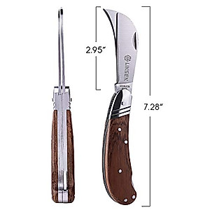Pruning Knife, Double Blade Grafting Knife, Stainless Steel Garden Budding Knife, Linsen-outdoors Folding Pocket Knife for Grafting Multi Cutting Tool, Weed Bushes Branches Mushroom Diggig Knife
