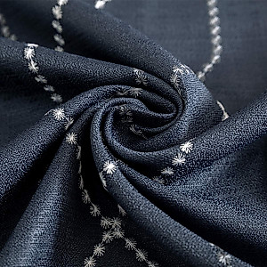 jinchan Geometric Embroidered Privacy Curtains for Living Room Light Blocking Short Window Curtains Drapes Elegant Modern Grommet Window Treatment for Bedroom W50 x L63 Inches 2 Panels Set Navy Blue