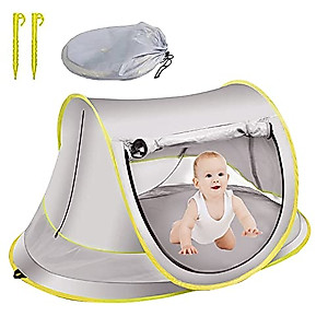 Baby Beach Tent, Waterproof Travel Tent Bed UPF 50+ Foldable Pop-Up Mosquito Net Breathable Parasol Tent Outdoor Portable UV Protection Tents Bed