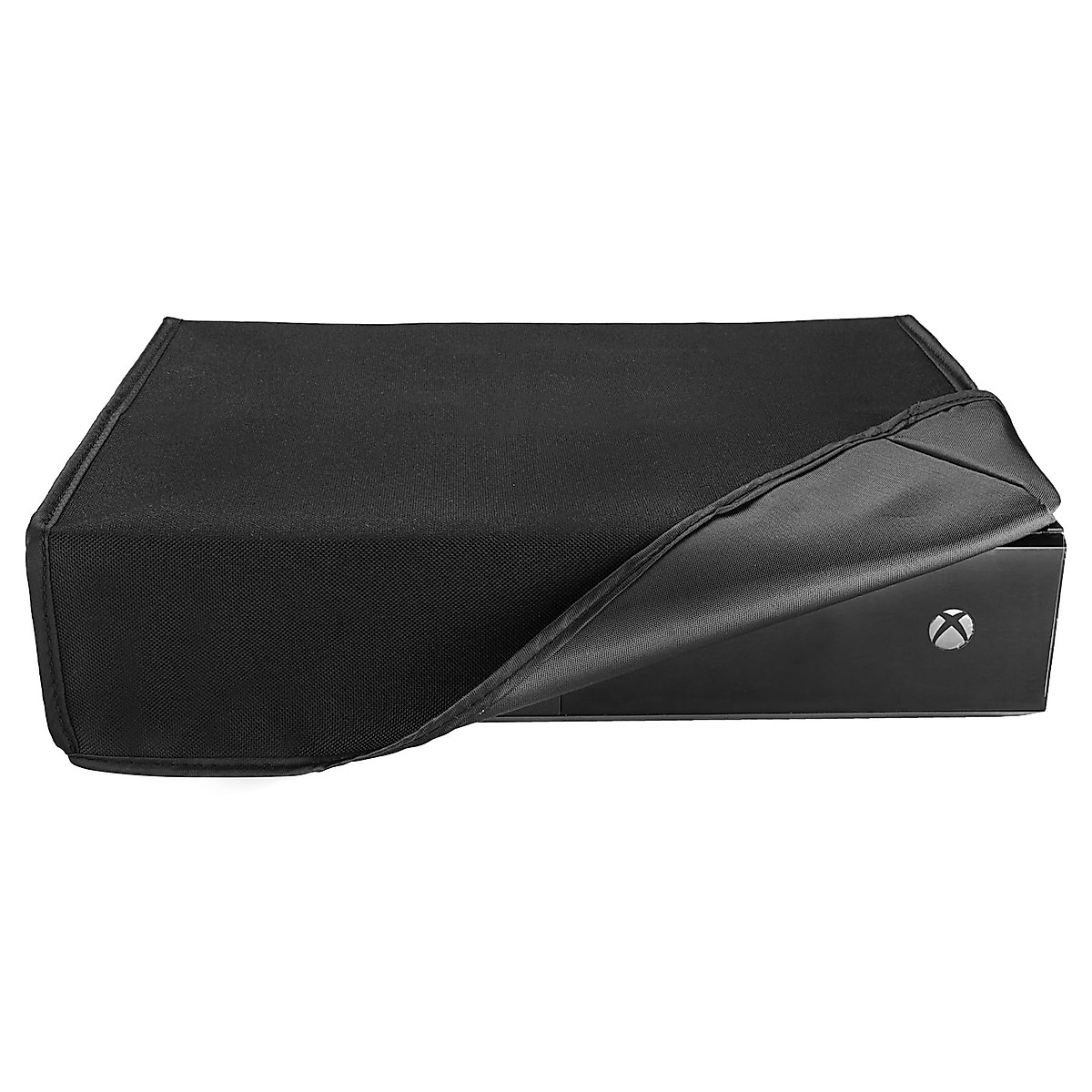 eXtremeRate Black Horizontal Dust Cover for Xbox One Console Custom Designed Double Layer Soft Neat Lining Waterproof Dustproof Precision Cut Easy Access Cable Port