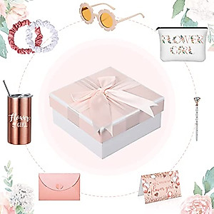 9 Pcs Flower Girl Gifts Set Personalized Flower Girl Tumbler with Straw Be My Flower Girl Card Bride Gift Box Canvas Bag Sunglasses Hair Ring Diamond Pen Envelope Bride Gifts for Wedding Party
