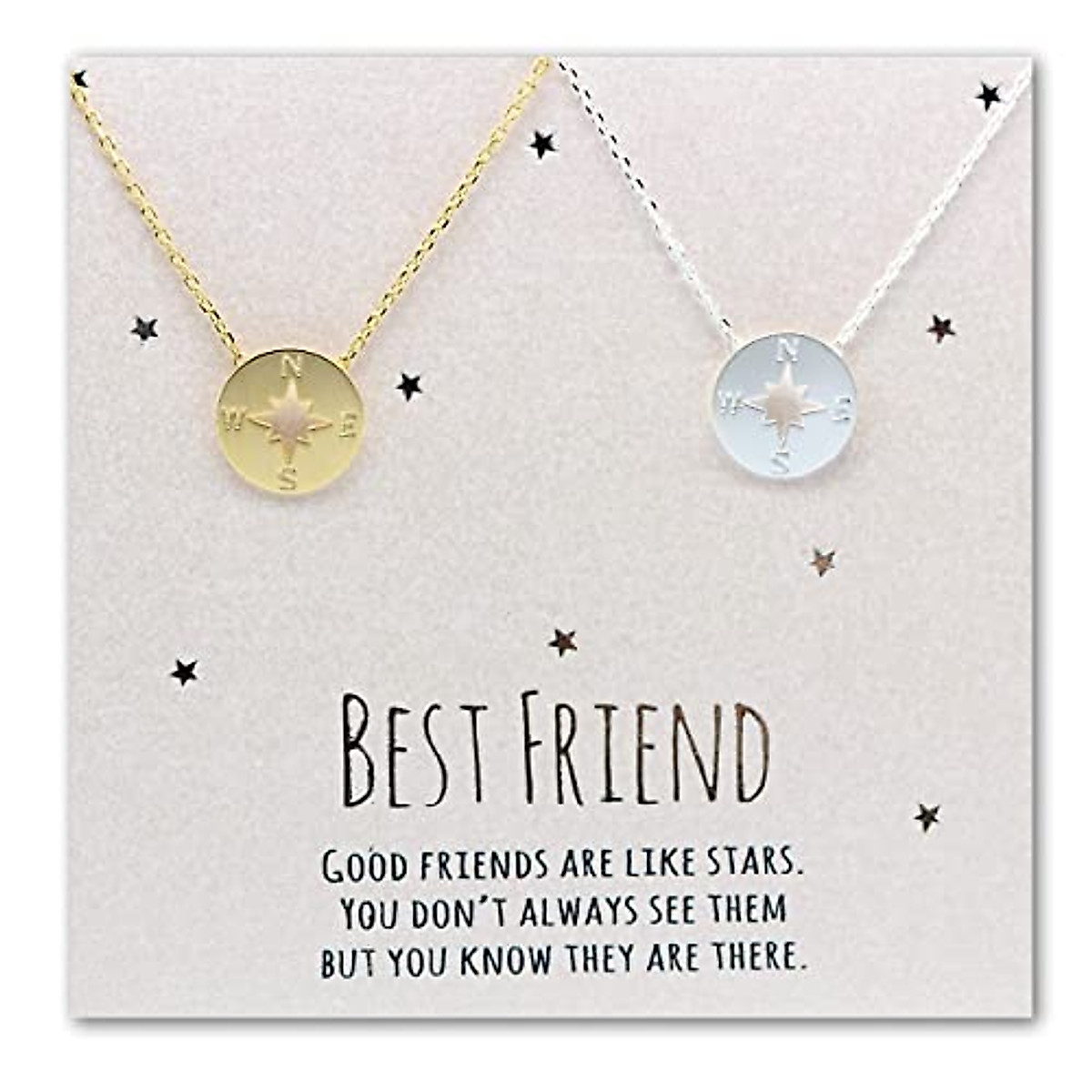 compass necklace, Best friend necklace for 2, BFF Necklace, friendship necklace for 2, silver dainty necklace, Christmas gift, Graduation gifts, valentines