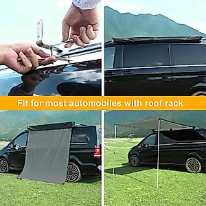 Yescom 8.2x8.2Ft Car Side Awning SUV Truck Vehicle Canopy UV50+ Rooftop Pull Out Tent Shade Shelter for Outdoor Camping
