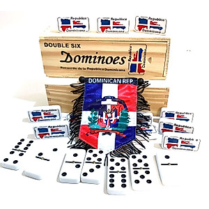 PRK 14 Dominican Rebulic Flag with Double six Domino Dominoes Game Tiles Domino Family Fun Gifts (Dominican)