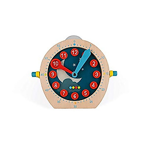 Janod Learn to Tell Time - Wooden Educational Teaching Clock - Ages 5+ - J05076