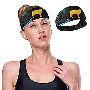 Unisex Workout Headbands Colorful-Geometric-Wolf Elastic Yoga Sweatband Stretchy Sports Hairband