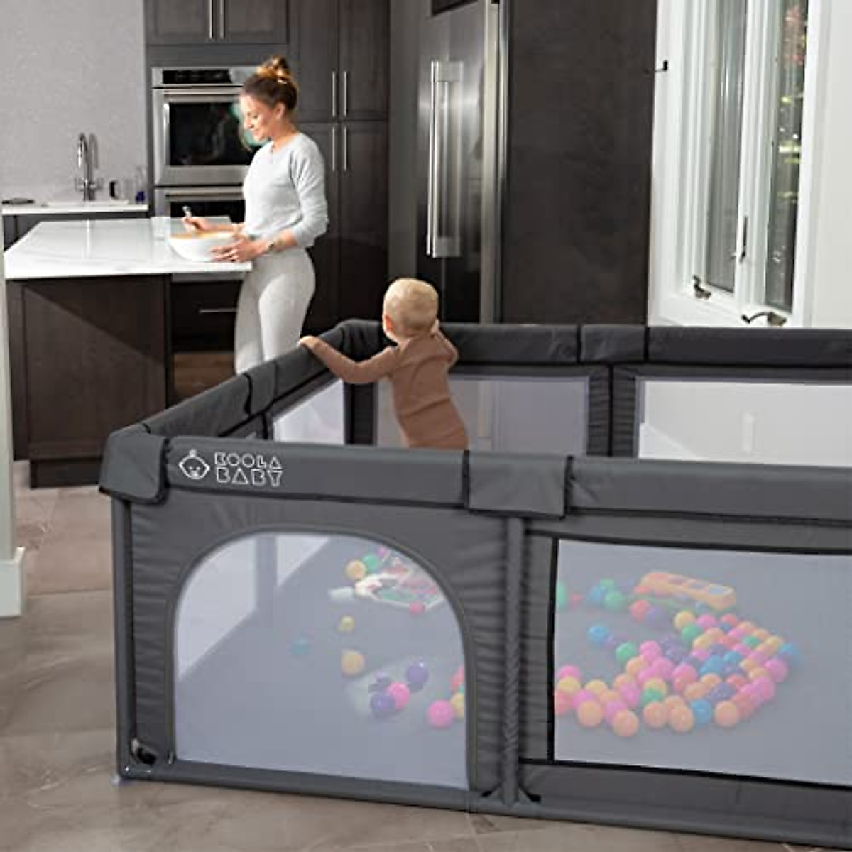 Baby Playpen 60x60in - Kids Activity Center with Anti-Slip Base - Portable Indoor & Outdoor Playard for Toddlers - Foldable Safety Play Yard for Babies - Baby Fence Play Area With Soft Breathable Mesh