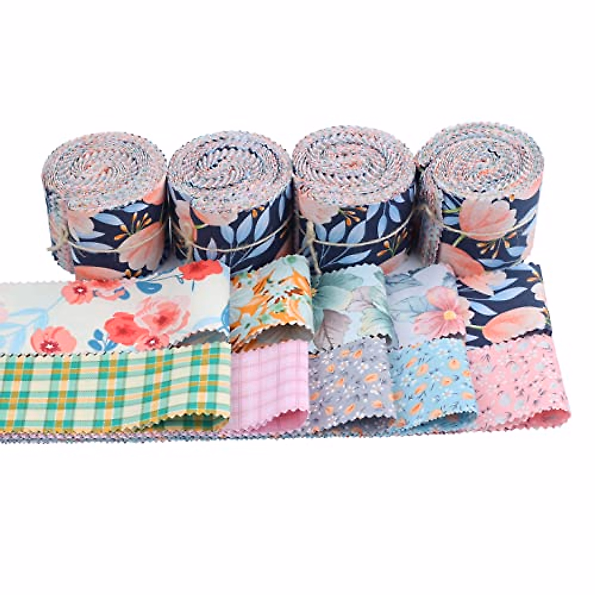 New Floral Print Cotton Jelly Roll Fabric 20 Pieces 2.4-inch Strips Quilting Fabric (Floral Print A)