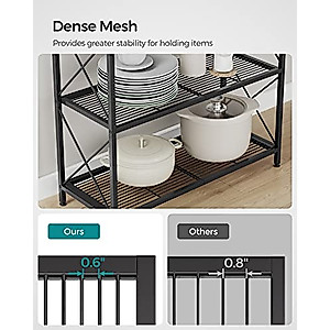 SONGMICS 3-Tier Metal Storage Rack with Wheels, Mesh Shelving Unit with X Side Frames, 31.5-Inch Width, for Entryway, Kitchen, Living Room, Bathroom, Industrial Style, Black UBSC183B01