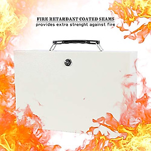KYODOLED Fireproof Document Box with Key Lock,Safe Storage Box for Valuables,Fire Resistance Security Chest,Fireproof Box for Documents,Passport,Cash,Tablet 12.8'' x 8.4'' x 4.5'' Beige