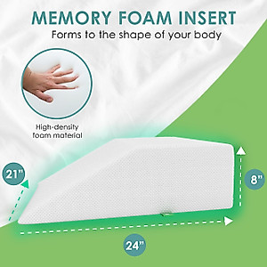 Cushy Form Wedge Pillows - 8 Inch Leg Pillows for Sleeping, Post-Surgery, Back, Hip and Knee Discomfort w/Washable Cover - White