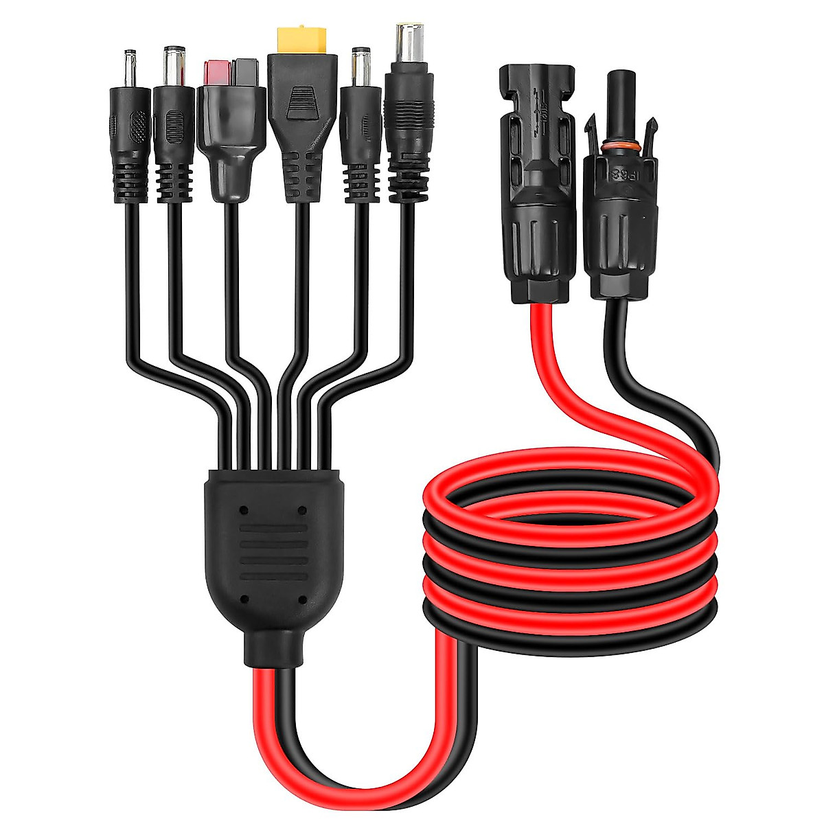 PNYZIK Upgraded 6-in-1 Solar Connector Kit for Portable Motors and Solar Panels/Motors, 100CM Universal Solar Adapter Connecting Harness with Female and Male Connectors, 1 Pc
