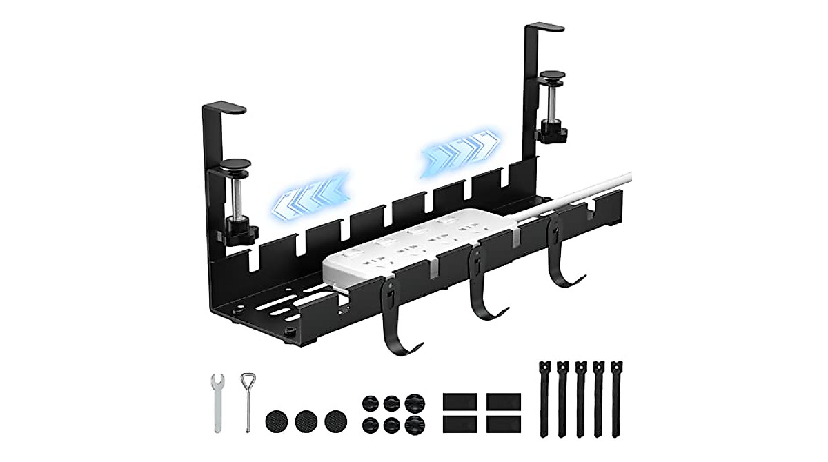 POKIPO Under Desk Cable Management Tray, Cable Management Under Desk ...