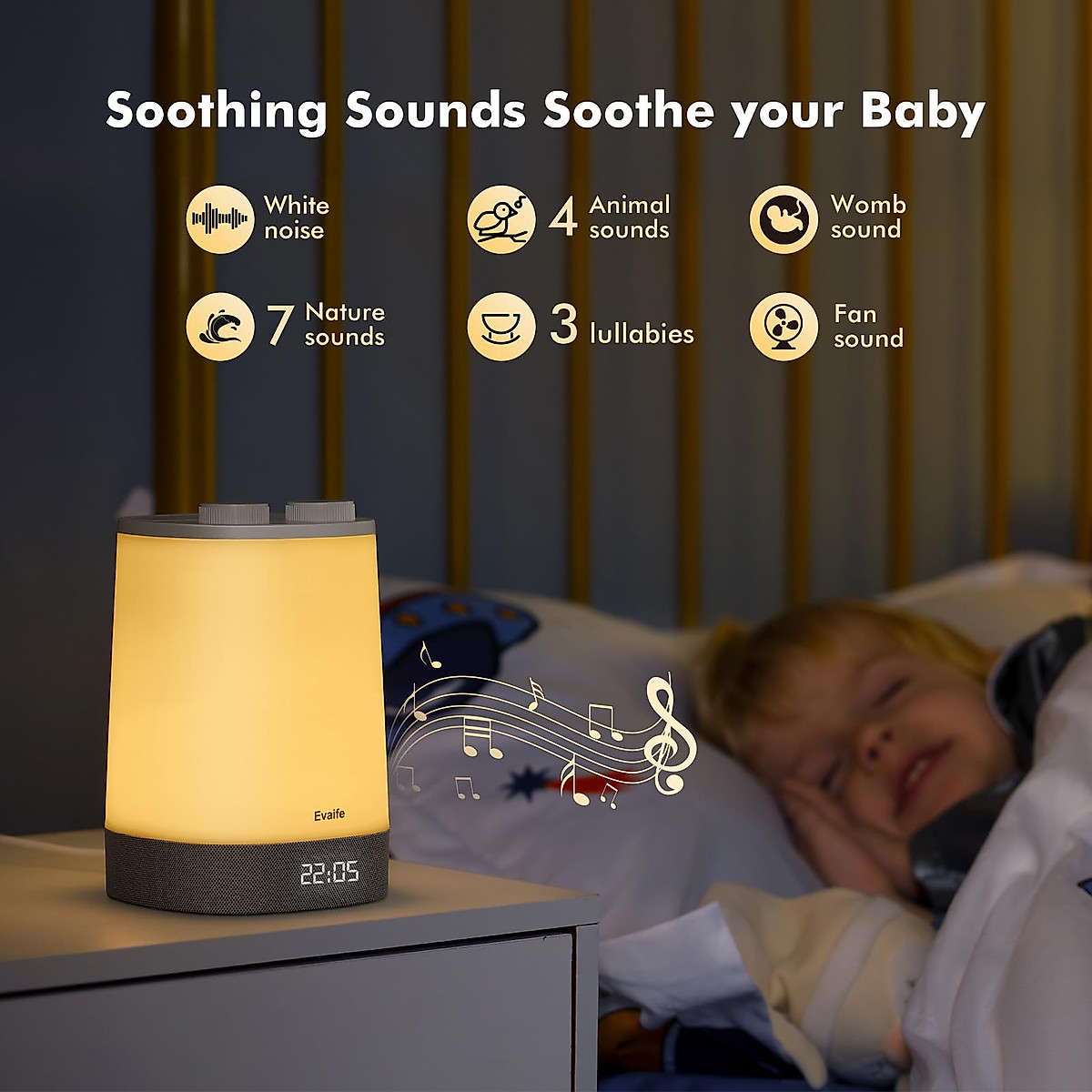 Baby Sleep Sound Machine Maker Okay to Wake White Noise Hushh Soother Trainer, Night Light Speaker with Alarm Clock, App Control, Timer Nursery Toddler Registry Kid Adult Bedroom Decor Home Essential