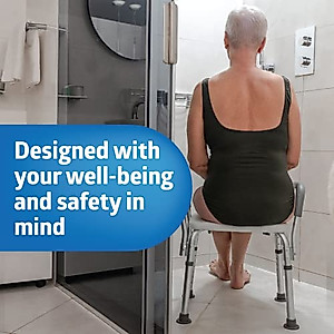 Medline Shower Chair Seat with Padded Armrests and Back Heavy Duty Shower Chair for Bathtub Slip Resistant Shower Seat with Adjustable Height Shower Chair for Inside Shower with 350 lb Capacity