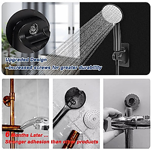 NearMoon Self Adhesive Shower Head Holder-Adjustable Handheld Shower Holder NO Drilling Wall Mount Waterproof (1 Pack, Matte Black)