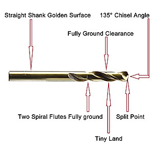 MAXTOOL 11/32" 2pcs Identical Screw Machine Drills HSS M42 Cobalt Twist Stub Drill Bits Fully Ground Golden Straight Shank Short Drills; SMF42G10R22P2