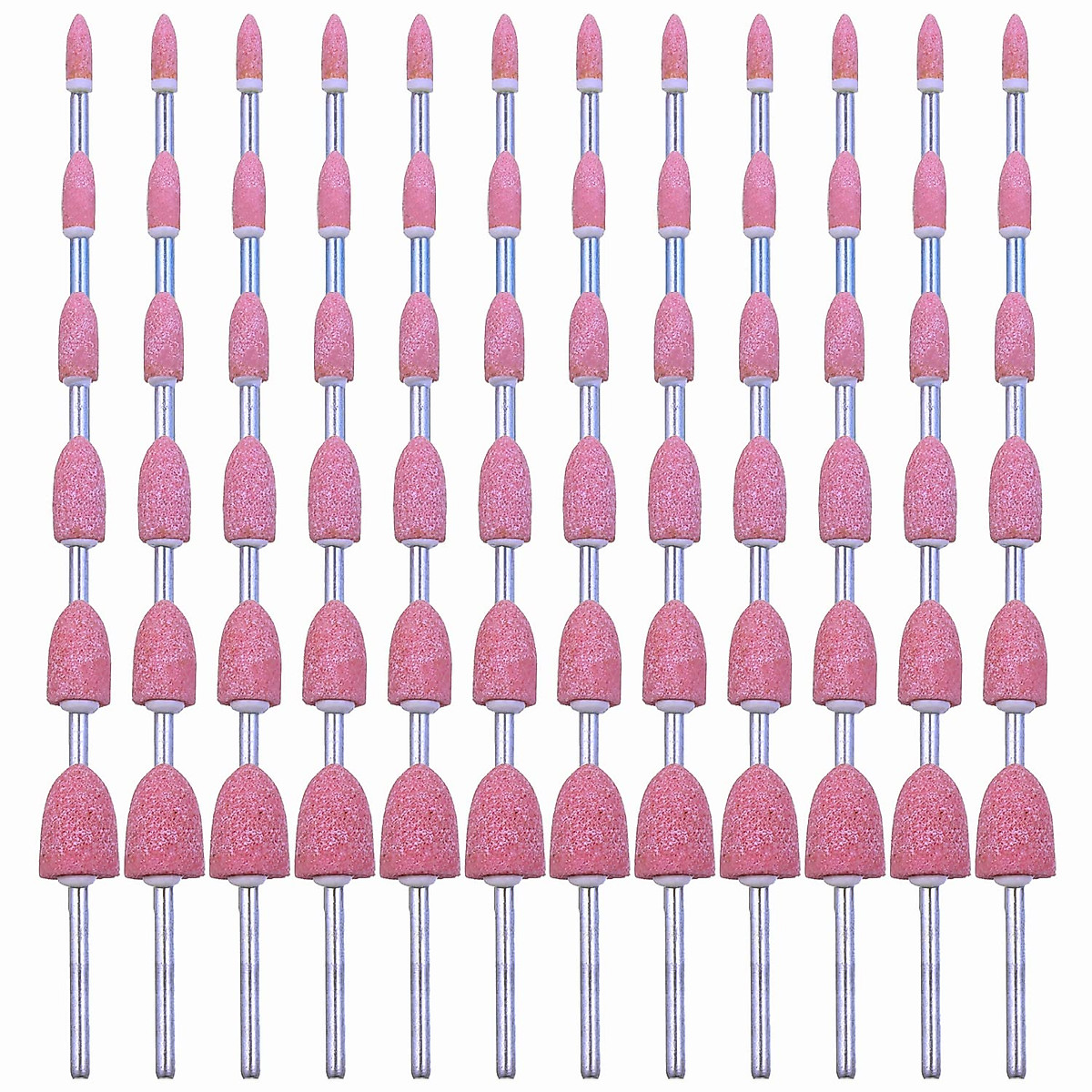 SHITIME 72 Pack Grinding Stone Set 1/8" Shank, Sanding Drill Bit for Rotary Tool Flap Wheel for Grinding, Polishing, Deburring Ferrous Metal(12/10/8/6/5/4mm Bullet Shape)