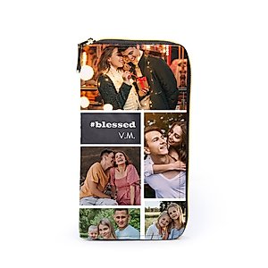 Gemszoo Women's Custom Photo Wallet Personalized Engraved Picture Name Handbag Long Credit Card Holder Zip Around Clutch (Style 2)