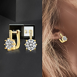 LINKTION Gold Earrings for Women Trendy, 14k Gold Hoop Plated Drop Dangle Earrings for Women Mens and Teacher, Ear Buds Cute Hypoallergenic Earrings Ear Studs Lightweight Jewelry Gift