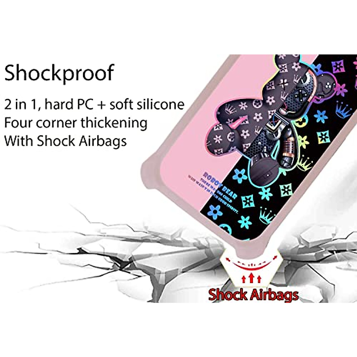 jioeuinly TCL 30 Le 30le Jet Case Compatible with TCL 30 Z 30z T602dl Phone Case Cover [with Tempered Glass Screen Protector][Hard PC + Soft Silicone][Colorful Reflect Light] IMDF-JXX