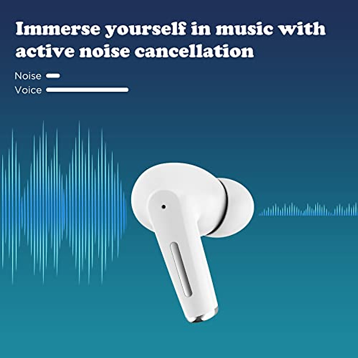 Wireless Earbuds, Active Noise Cancelling Earbuds with Bluetooth 5.2 - Portable Charging Case - Microphone, 8H Active Noise Reduction, Bluetooth Earbuds with Clear Call Game Mode Voice Assistance