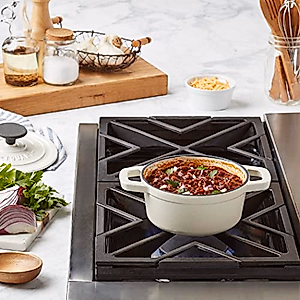 Smith & Clark 1-Quart Enameled Cast Iron Dutch Oven Pot with Lid, Ivory White