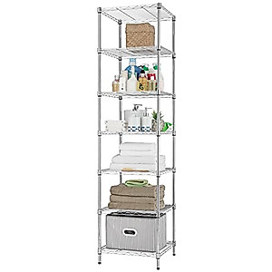 Finnhomy Heavy Duty 7 Tier Wire Shelving, 18x18x72 inches 7 Shelves Storage Rack with Thicken Steel Tube, Pantry Shelves for Storage, Adjustable Metal Shelving Unit, NSF Certified, Chrome