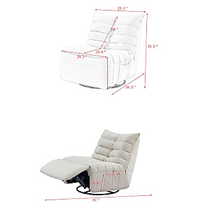 Swivel Recliner Chair, 360° Swivel Leisure Living Room Chairs with Side Pocket & Footrest, Comfy Lounge Lazy Reading Sofa Chair Accent Chairs for Bedroom, Small Space, Blue