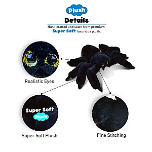 DolliBu Black Spider Plush Toy - Super Soft Spider Stuffed Animal for Boys and Girls, Cute Spider Stuffed Animal, Realistic Stuffed Spider Plush Gift, Spider Decor for Baby, Kids, Adults - 8 Inches