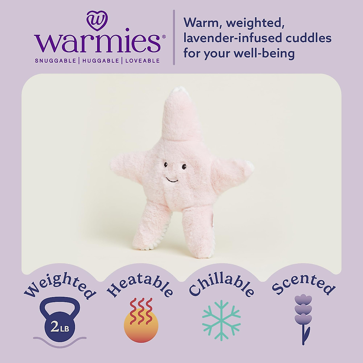 warmies Microwavable & Weighted Stuffed Animals, Starfish - Heated Stuffed Animal Plushie for Warmth & Comfort - Cute Soft Plush Toys for Adults & Children (Boys, Girls, Babies & Toddlers)
