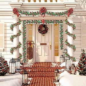 Sggvecsy 49.2Ft Christmas Green Red Silver Tinsel Garland Xmas Tree Decorations Christmas Metallic Twist Garland Ceiling Hanging Decorations for New Year Party Birthday Holiday Indoor Outdoor Supplies