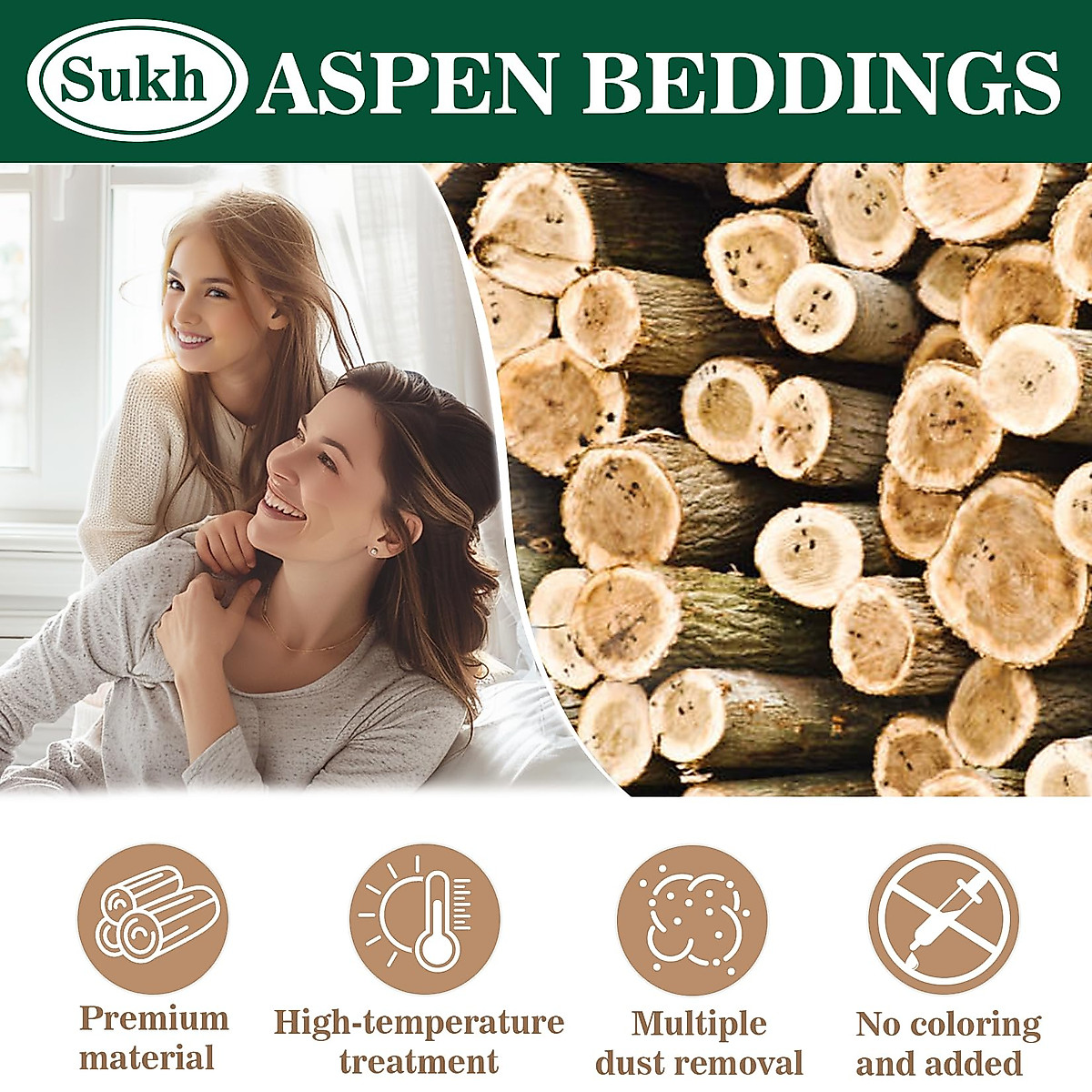 Sukh 14 OZ Aspen Hamster Bedding - Aspen Shavings Pet Supplies Bedding and Litter for Guinea Pig Rabbit Snake Enclosure Horse Bunny Hedgehog Chicken Coop Reptile Chinchilla Small Animal