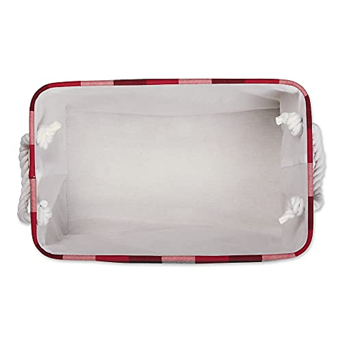 DII Buffalo Check Storage Collection Collapsible Bin with Handles, Medium Rectangle, 16x10x12, Tri Color Cardinal Red