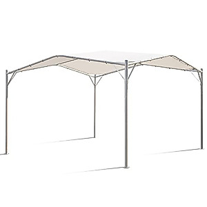 MeetLeisure 11.5FT x 11.5FT Pergola for Outdoor, Patio Pergola with Metal Frame and Top Canopy, Backyard Sun Shelter with Sun Shade on Top, Pergola with Sturdy Structure for Lawn, White