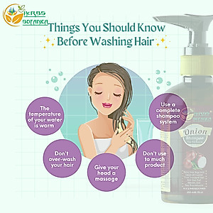Onion Shampoo for Hair Growth – Enriched with Caffeine, Curry Leaf & Indian Alkanet Root – Controls Hair Fall & Dandruff – Onion Shampoo and Conditioner Alternative – 6.76 fl oz by Herbs Botanica