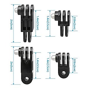 3-Way Adjustable Extension Pivot Arm Straight Joints Adapter Mount Kit for GoPro Hero 11, 10, 9, 8, 7, 6, 5, 4, 3+, 3, Same Direction and Vertical Direction, Long Thumb Screws (8pcs)