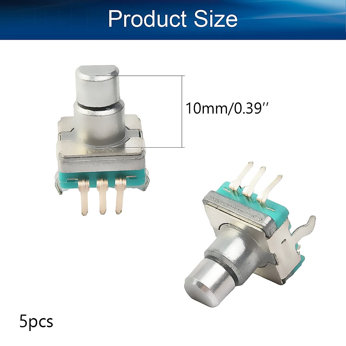 Fielect 5Pcs EC11 Rotary Encoder Code Switch 10mm Shaft Digital Potentiometer 7 Pins