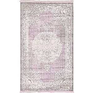 Unique Loom Traditional Classic Intricate Design with Distressed Vintage Detail, Area Rug, 3 ft 3 in x 5 ft 3 in, Purple/Ivory