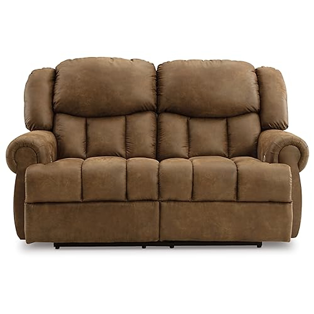 Signature Design by Ashley Boothbay Classic Faux Leather Power Power Reclining Loveseat with USB Ports, Dark Brown