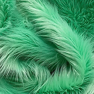 Ice Fabrics Faux Fur Fabric by The Yard - 60 Inches Wide Super Soft and Fluffy Shaggy Mohair Fur Fabric for Costumes, Apparel, Rugs, Pillows, Decorations and More - Mint - One Yard