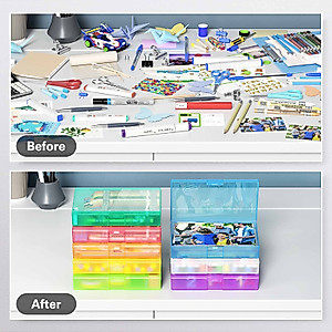 DEPAD 4 x 6 Photo Storage Box Extra Large Capacity, 8 Inner Photo Box Hold 800 Pictures with Lightproof Zipper Bag, Seed Storage Organizer for Scrapbooking with Handle (Rainbow)